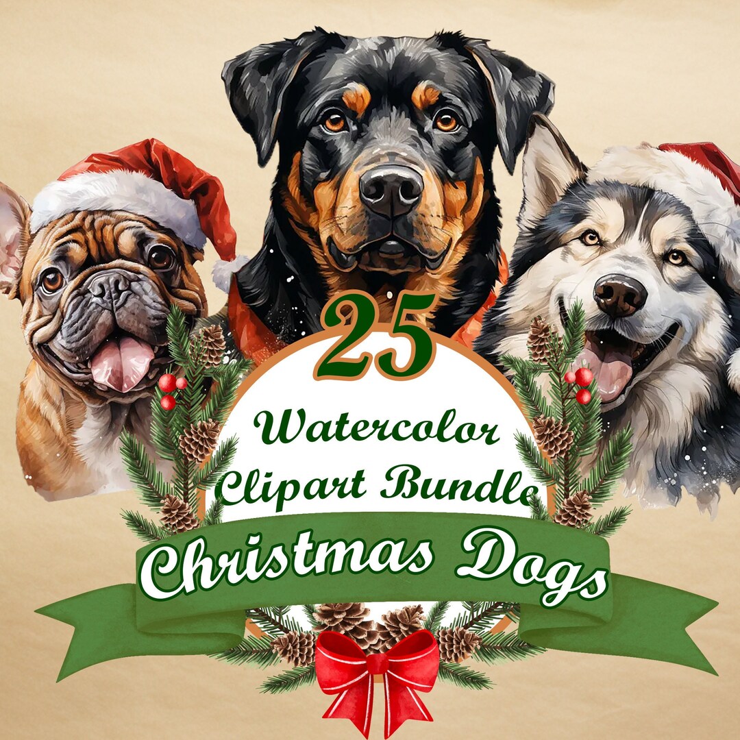 25 Dogs 12 Breeds PNG & Watercolor Dog Clipart Collection - Etsy