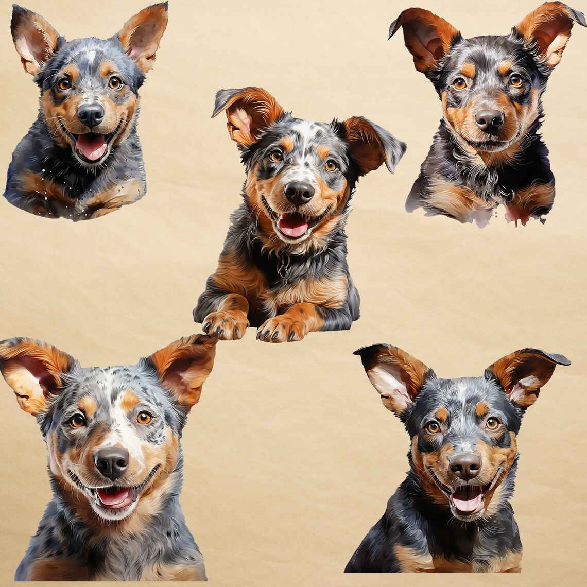 Australian Cattle Dog PNG, Blue Heeler PNG, 25 Watercolor Dog Clipart ...