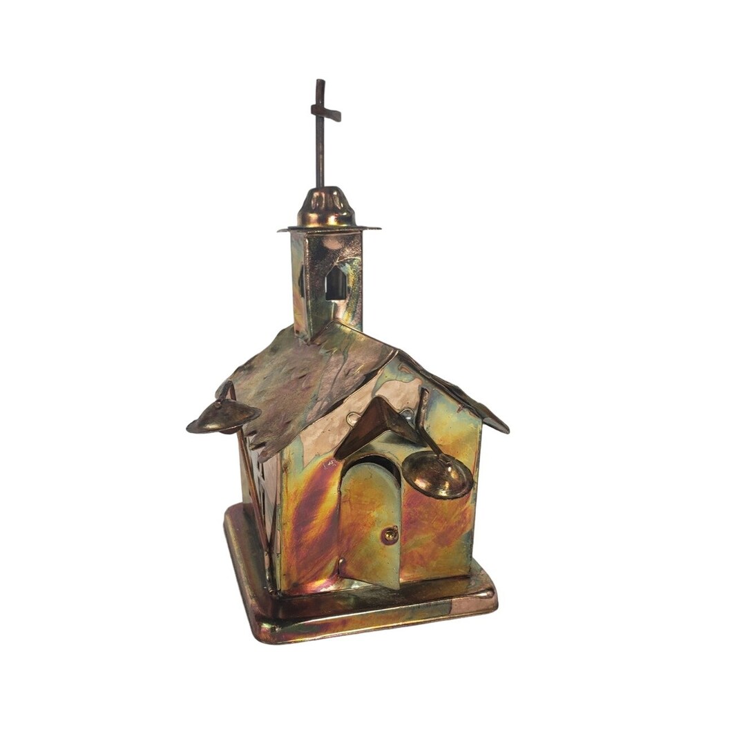 Vintage Berkley Designs Copper Church Music Box Plays Amazing Grace ...