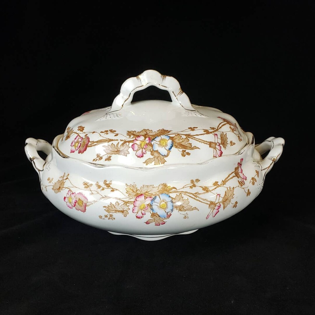 Thomas Furnival & Sons CHARM Pattern Round Covered Vegetable Serving ...