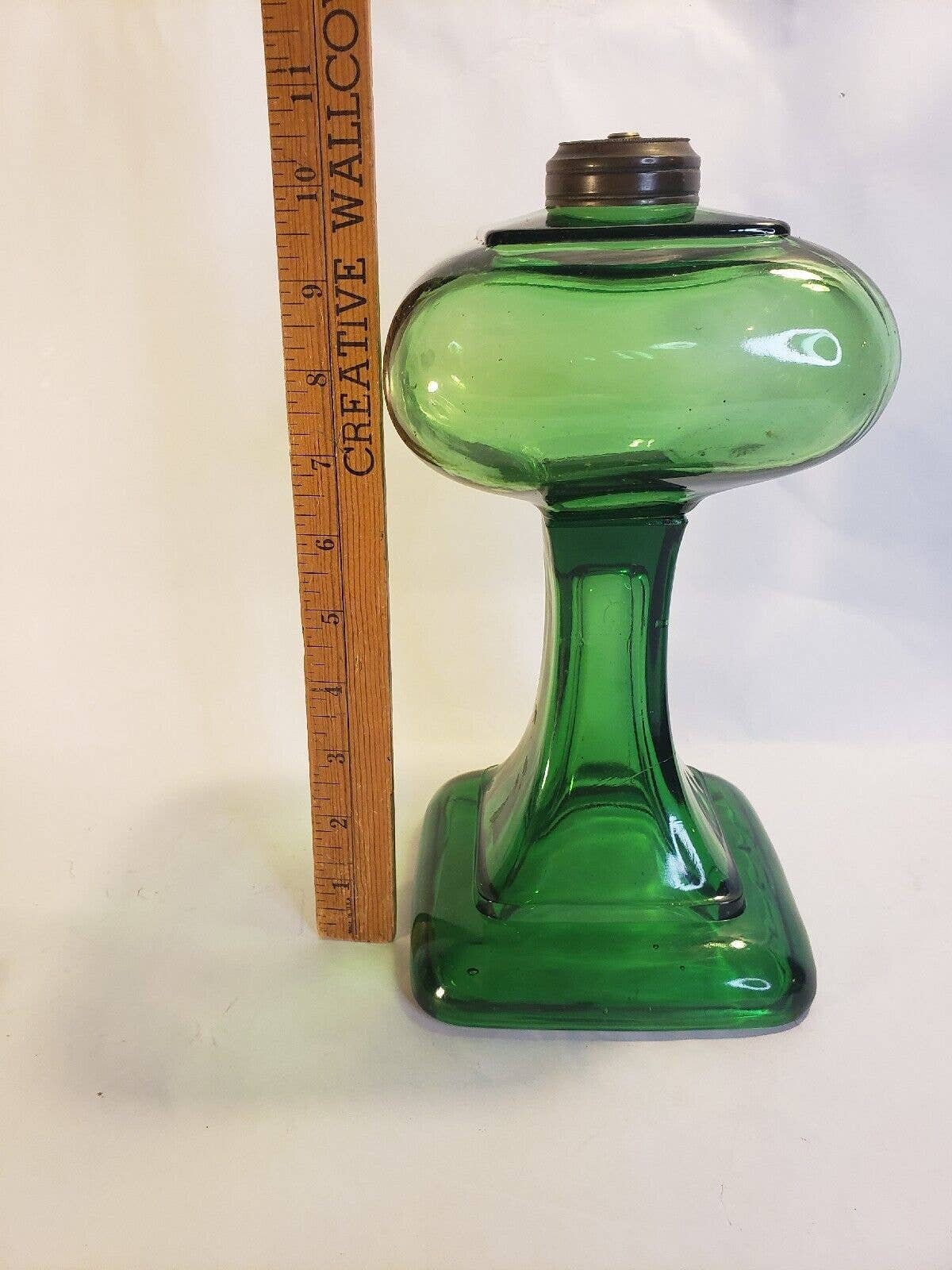 Antique Green Glass Oil Lamp Font 10.5 Tall - Etsy