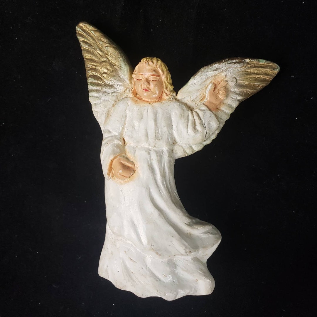Vintage Chalkware Nativity Angel Flying Hanging 4 - Etsy