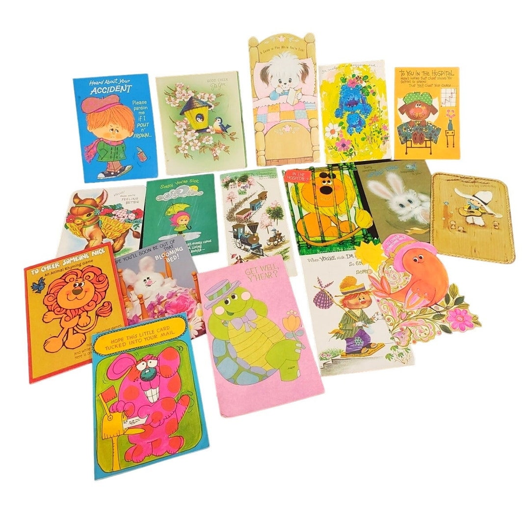 Lot of 17 Vintage Get Well Cards 1960s 1970s Ephemera - Etsy