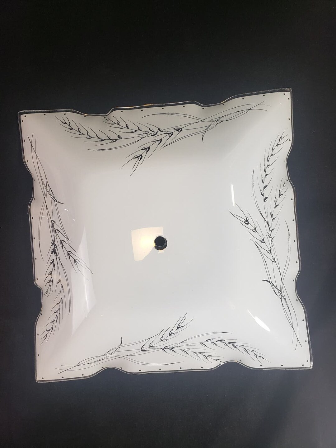 Vintage Square Glass Ceiling Light Shade Frosted Etched Wheat 14" - Etsy