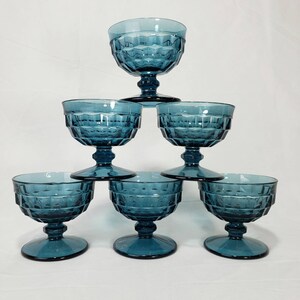 6 Vintage Whitehall Riviera Blue Footed Sherbet Dessert Glasses - Etsy