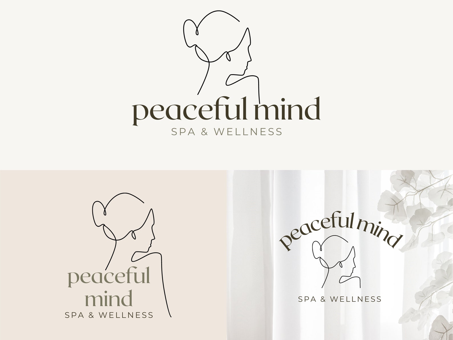 Minimal Woman Outline Feminine Logo | Pre-made Branding | Hair Logo ...