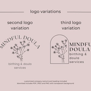 Floral Feminine Doula Logo With Pre-made Branding, Customize for Your ...