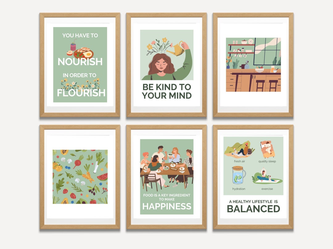 Nutrition Gallery Wall | Instant Download Posters | Sage Green Wellness ...