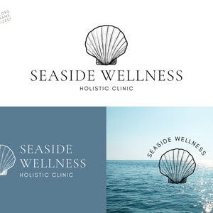 Premade Seashell Logo, Semi-custom Minimalist Logo, Coastal Logo, Sea ...