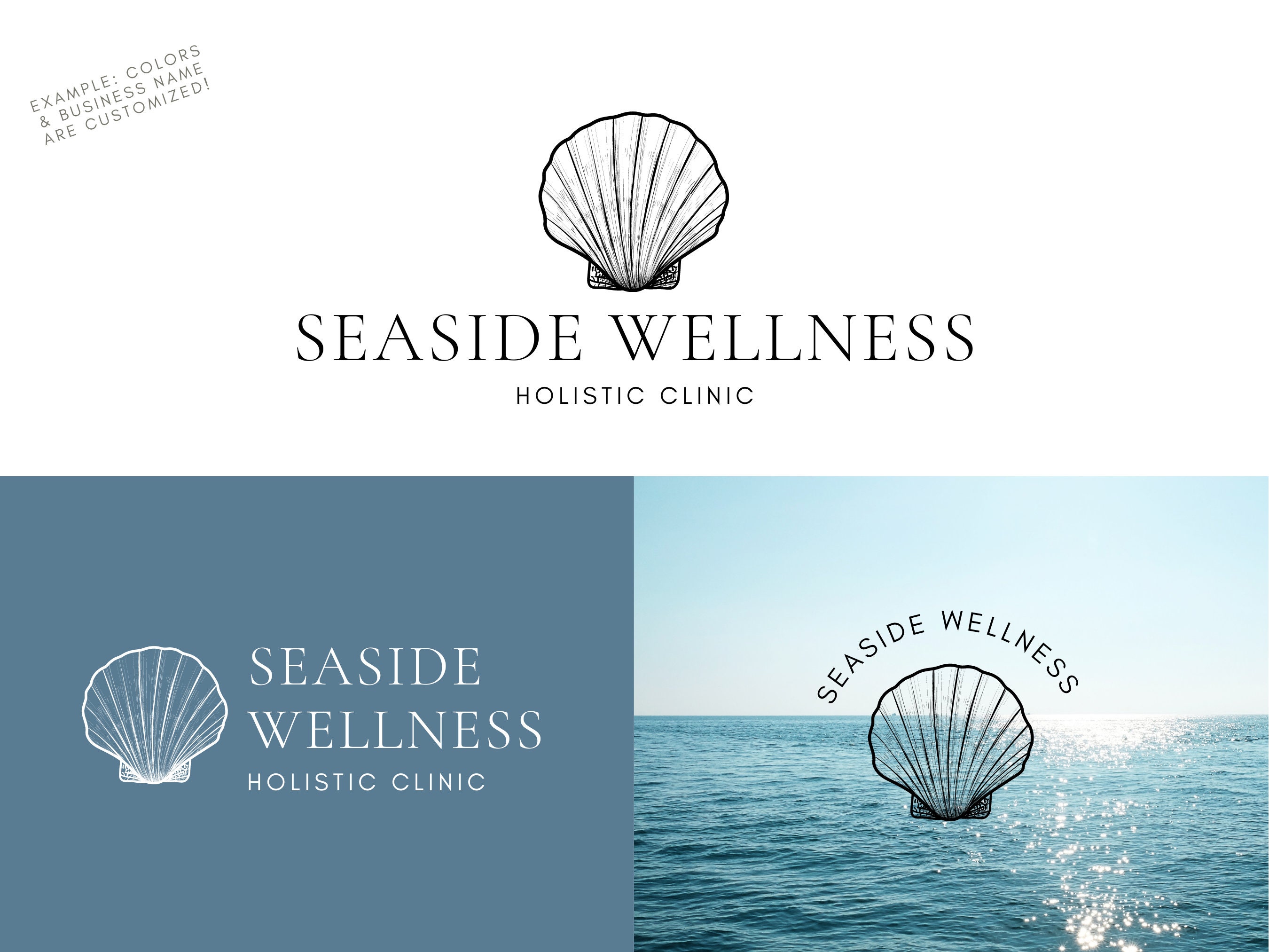 Premade Seashell Logo, Semi-custom Minimalist Logo, Coastal Logo, Sea ...