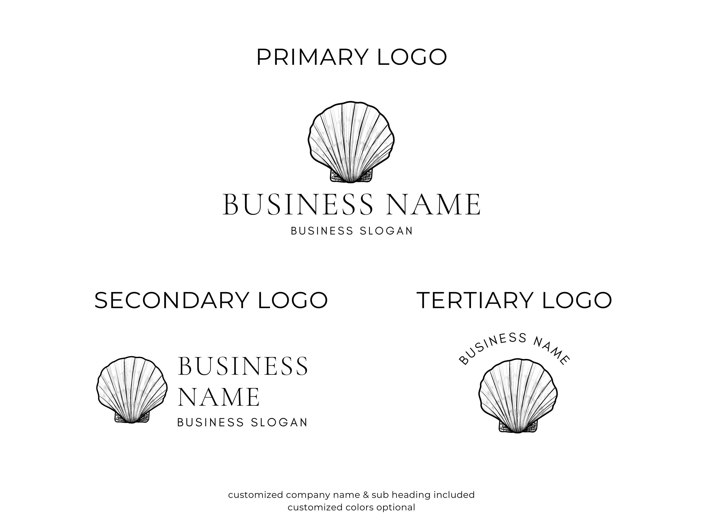 Premade Seashell Logo, Semi-custom Minimalist Logo, Coastal Logo, Sea ...