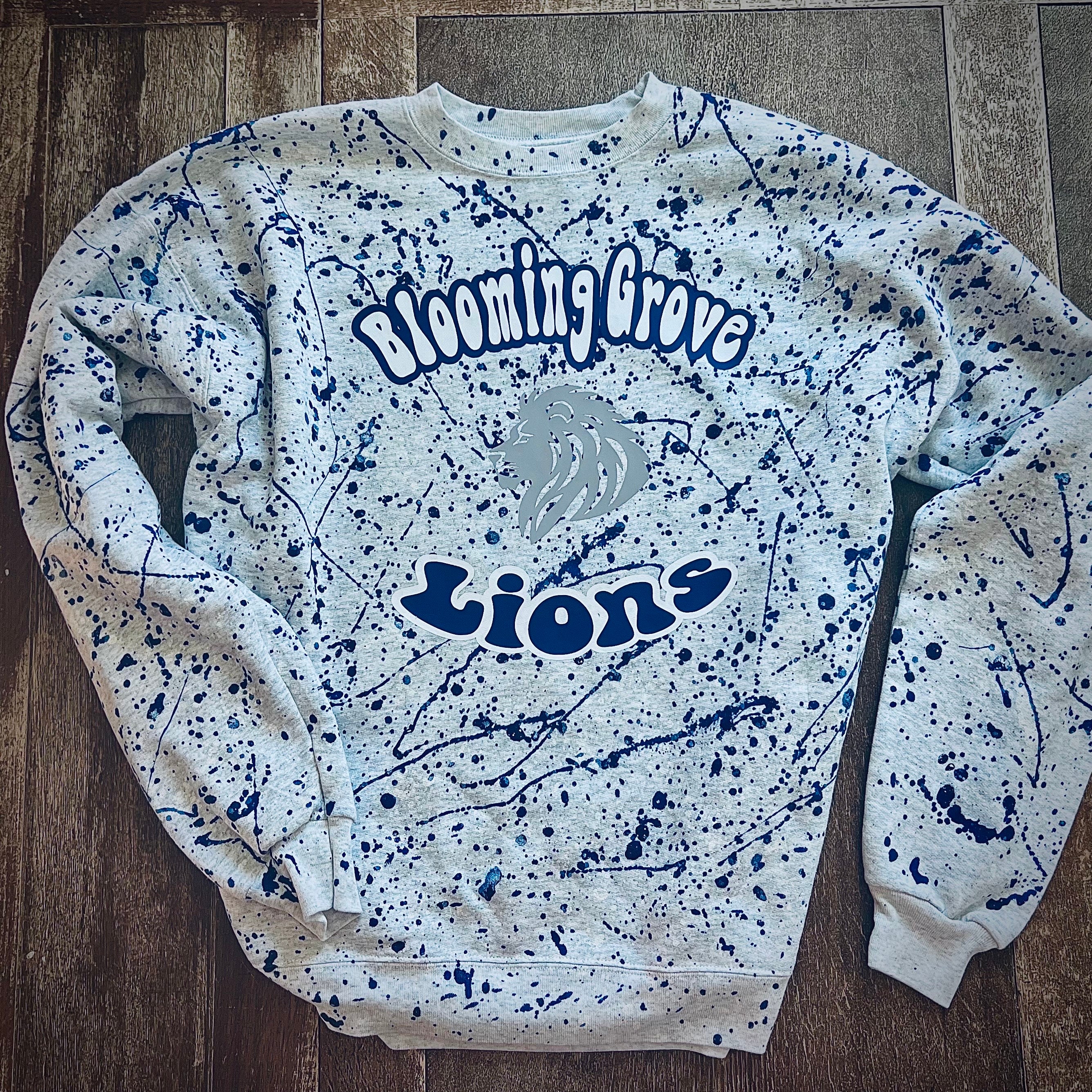 Sweatshirt , Clothing, Custom, Splatter Paint, Blooming Grove Lions - Etsy