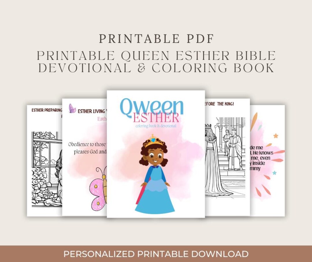 Printable Queen Esther Bible Devotional & Coloring Book PDF | Kids ...