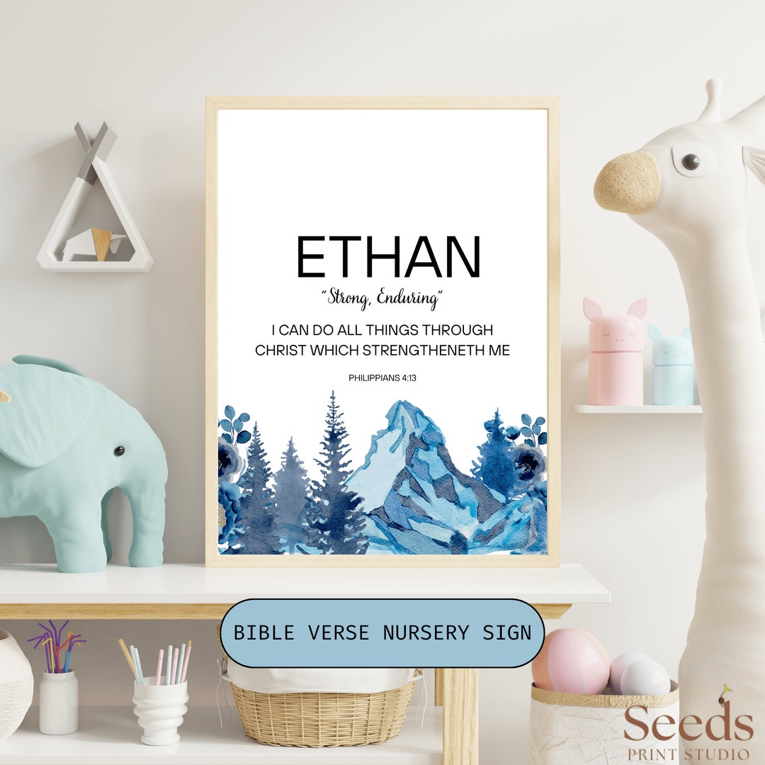 Personalized Name Meaning Print: Nature Nursery Decor, Bible Verse ...