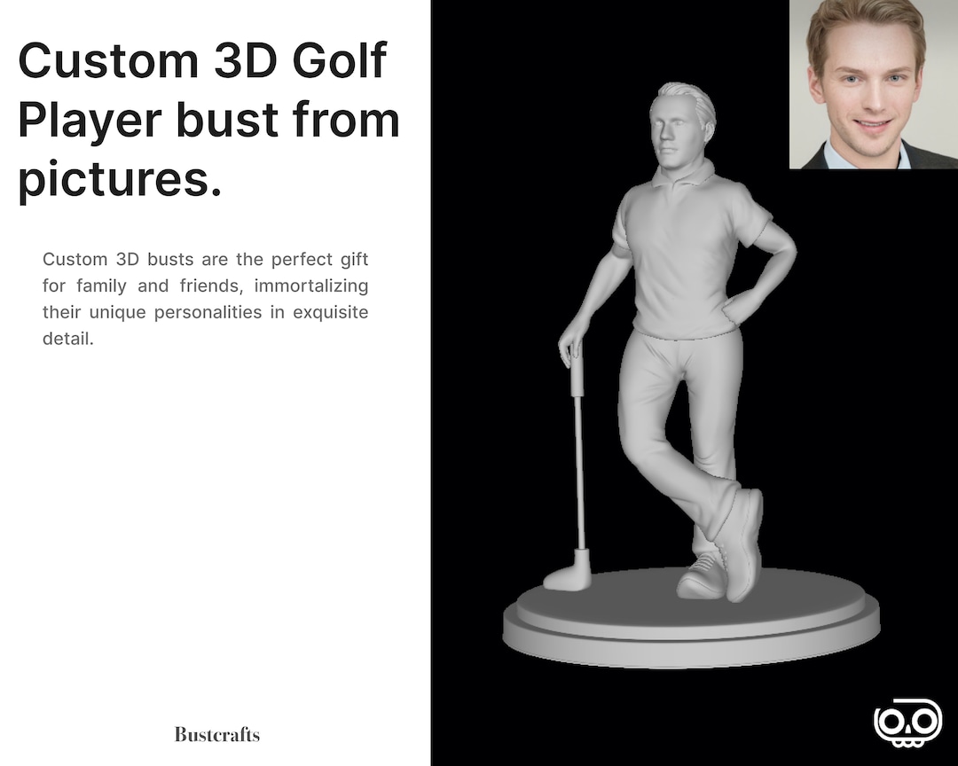 Custom 3D Printed Golf Player Busts Figurines - Etsy