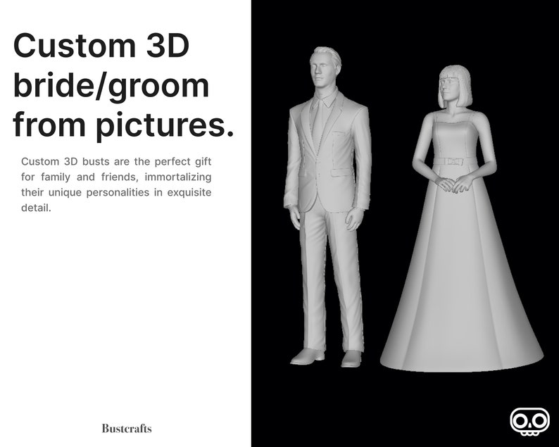 Custom 3D Printed Bride/groom Busts Figurines Statue Wedding - Etsy