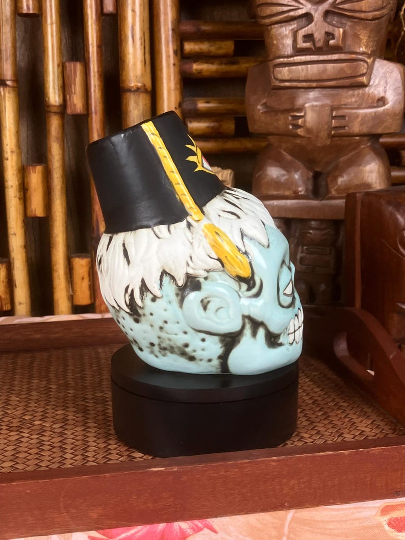 Zombie Fez Tiki Mug Biggs Tiki Munktiki Imports Blue 6.25" Tall 28 Fl ...