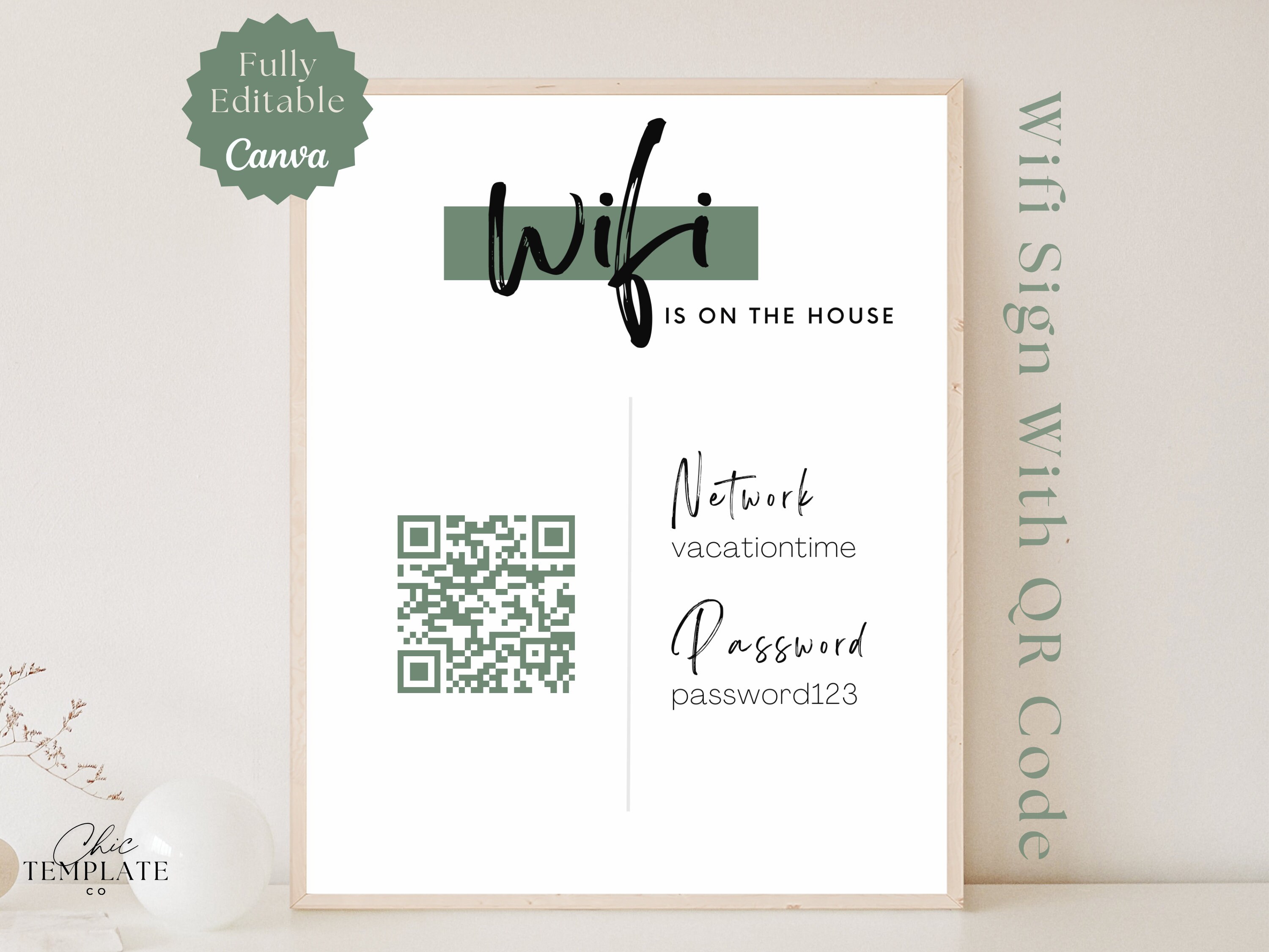 Airbnb Wifi QR Code Wifi Sign Password Printable Custom QR Code Print ...