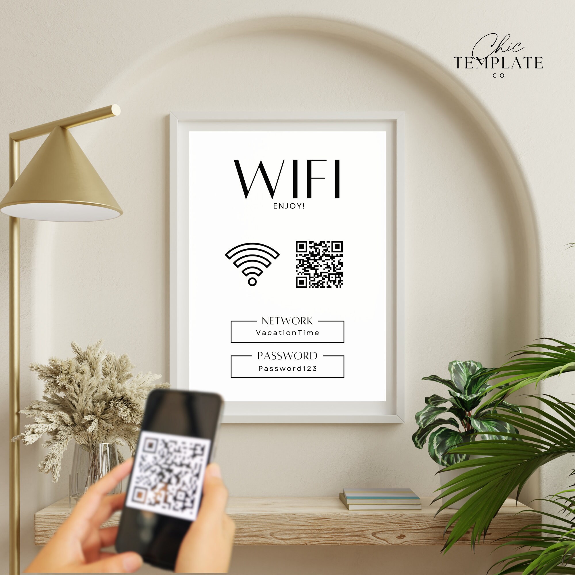 Airbnb Wifi QR Code | Wifi Sign | Wifi Password | Printable | Custom ...
