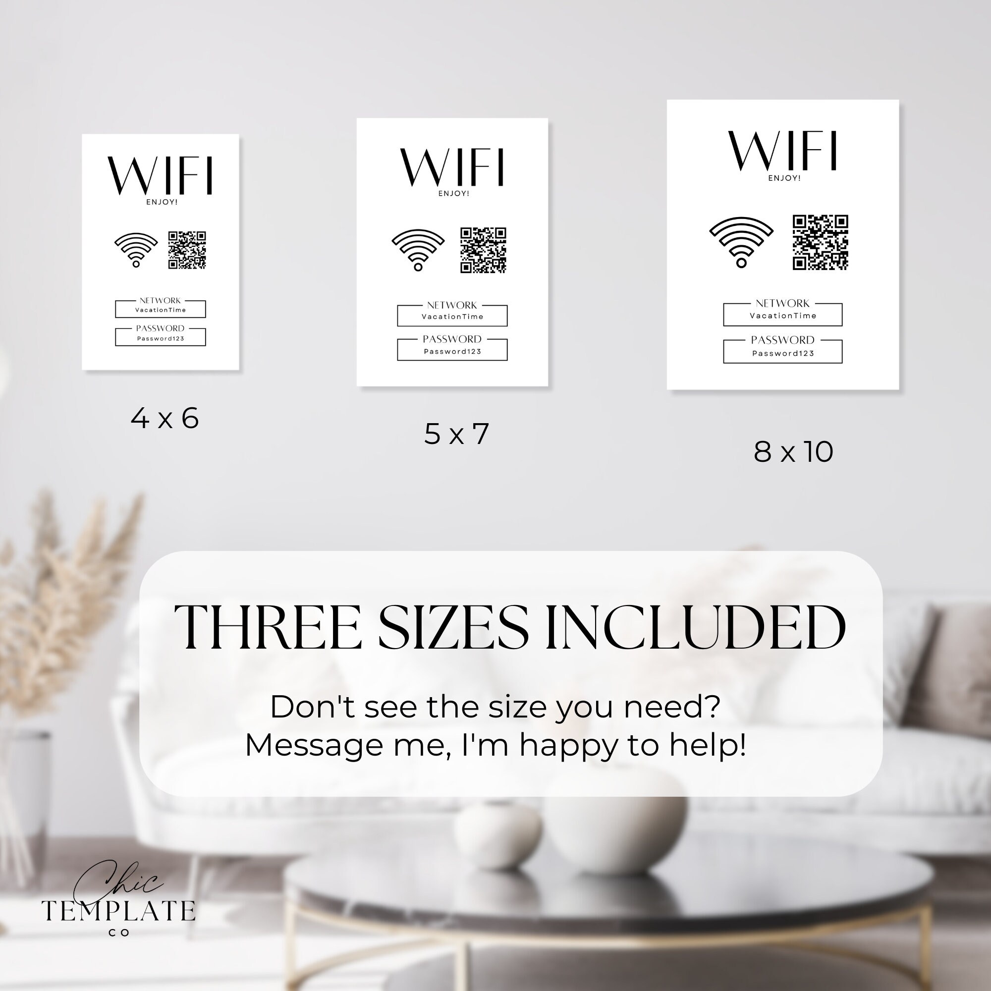 Airbnb Wifi QR Code Wifi Sign Wifi Password Printable Custom Wifi QR ...