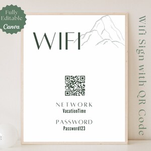Airbnb Template Cabin Wifi QR Code Wifi Password Printable Sign Custom ...
