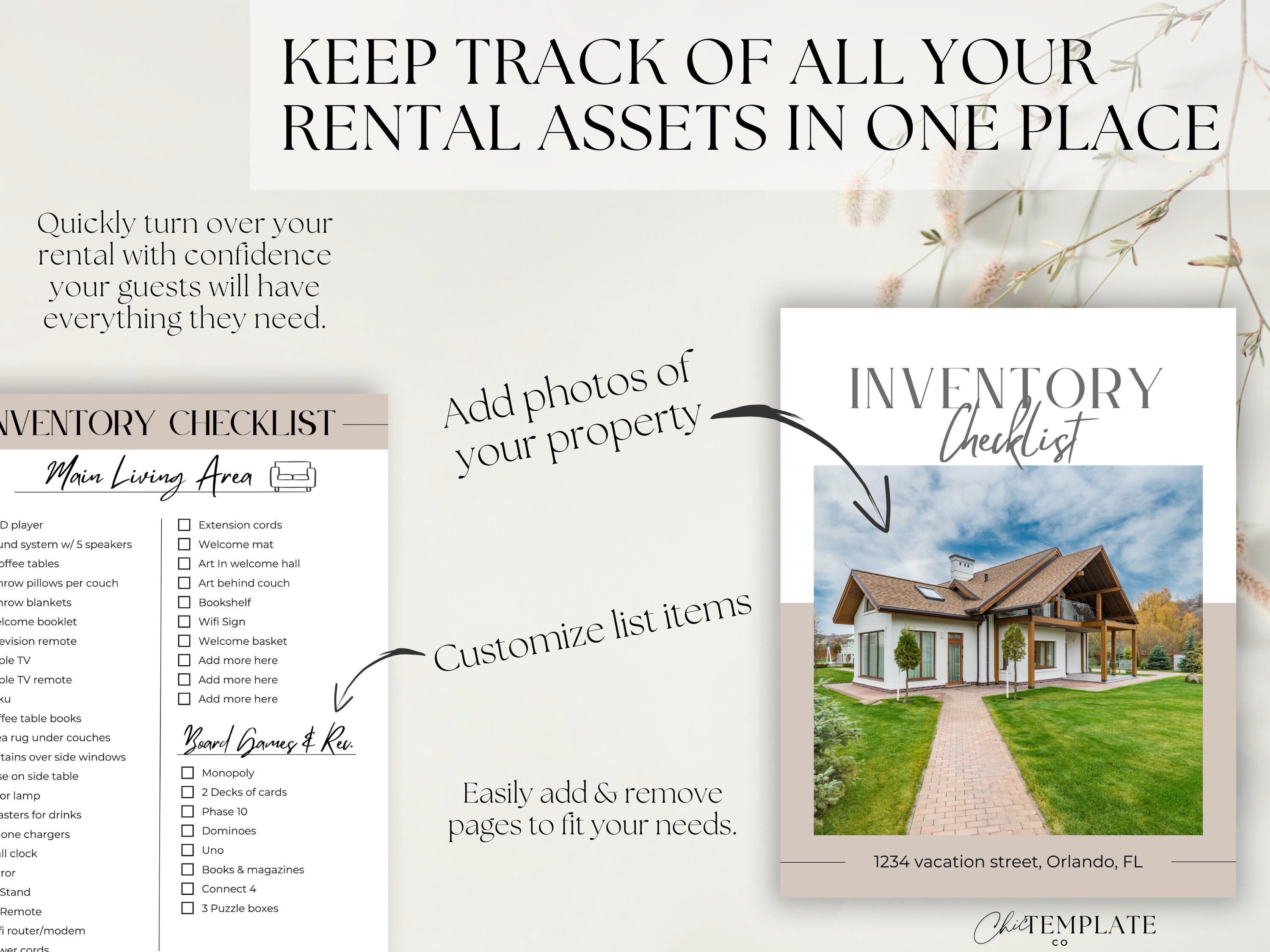 Airbnb Inventory Spreadsheet, Inventory Checklist, Editable Airbnb ...