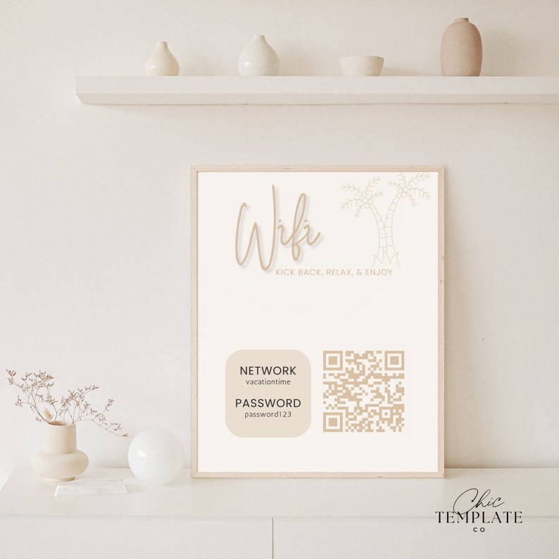 Beach House Airbnb Wifi QR Code Wifi Sign Password - Etsy