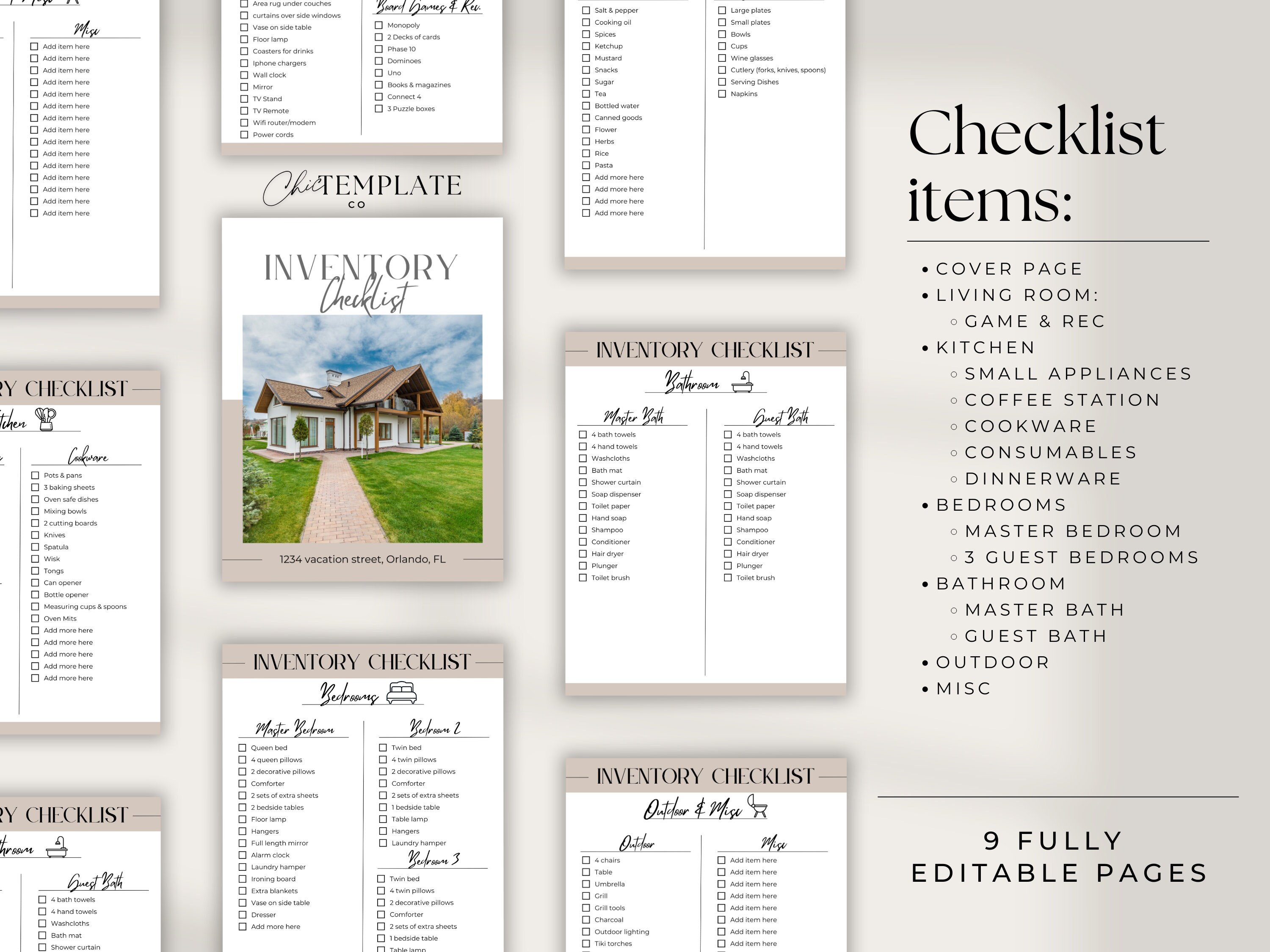 Airbnb Inventory Spreadsheet, Inventory Checklist, Editable Airbnb ...