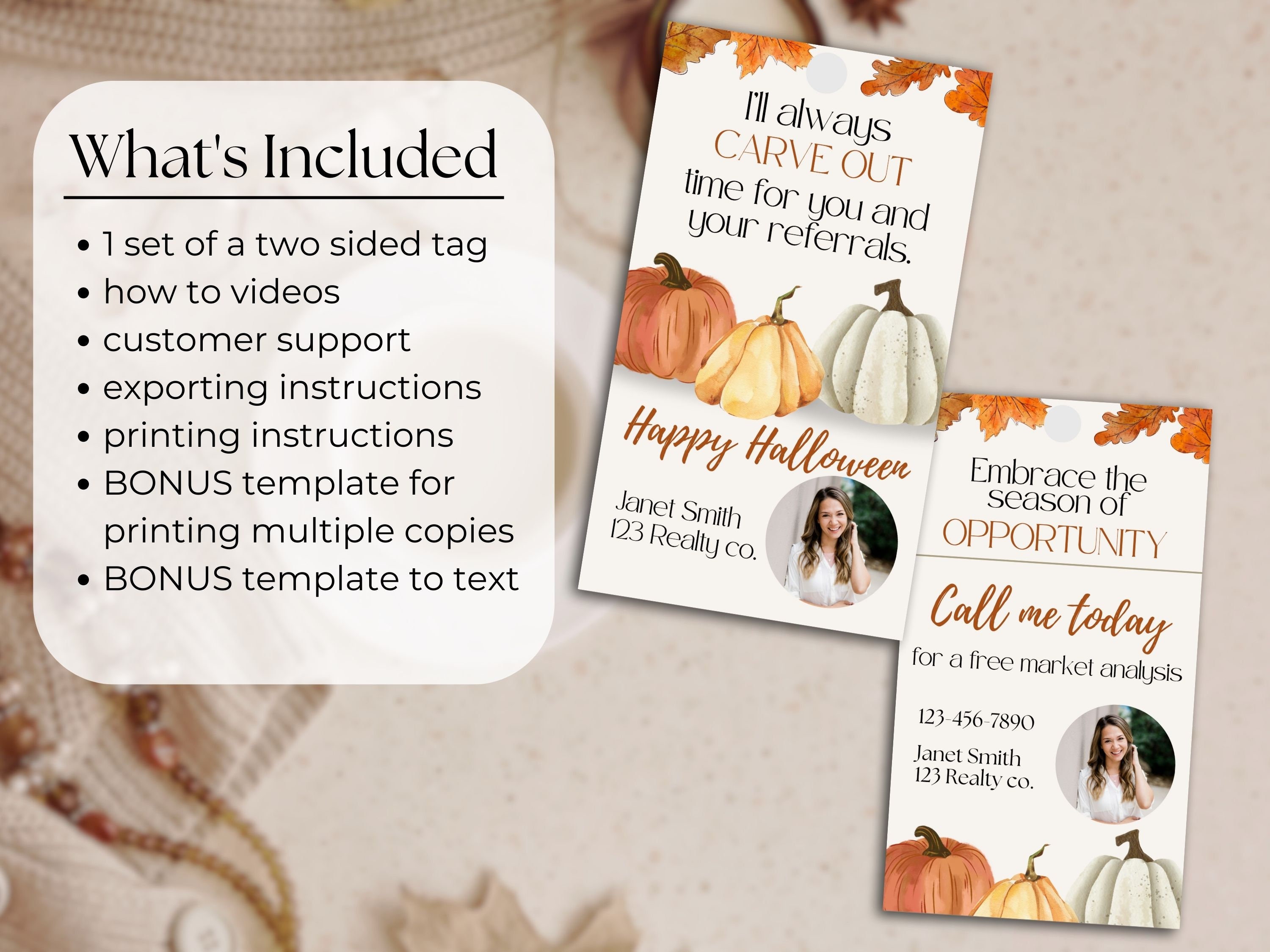 Real Estate Pumpkin Pop By, Halloween Realtor Tag, Fall Leaves ...