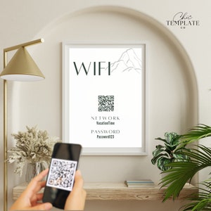 Airbnb Template Cabin Wifi QR Code Wifi Password Printable Sign Custom ...
