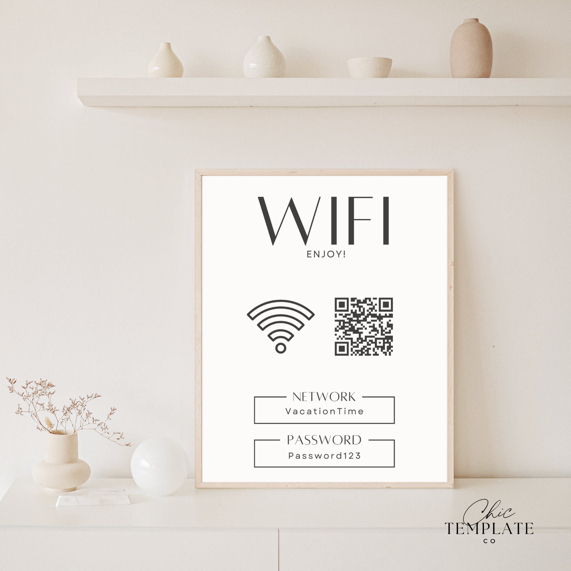 Airbnb Wifi QR Code Wifi Sign Wifi Password Printable Custom Wifi QR ...