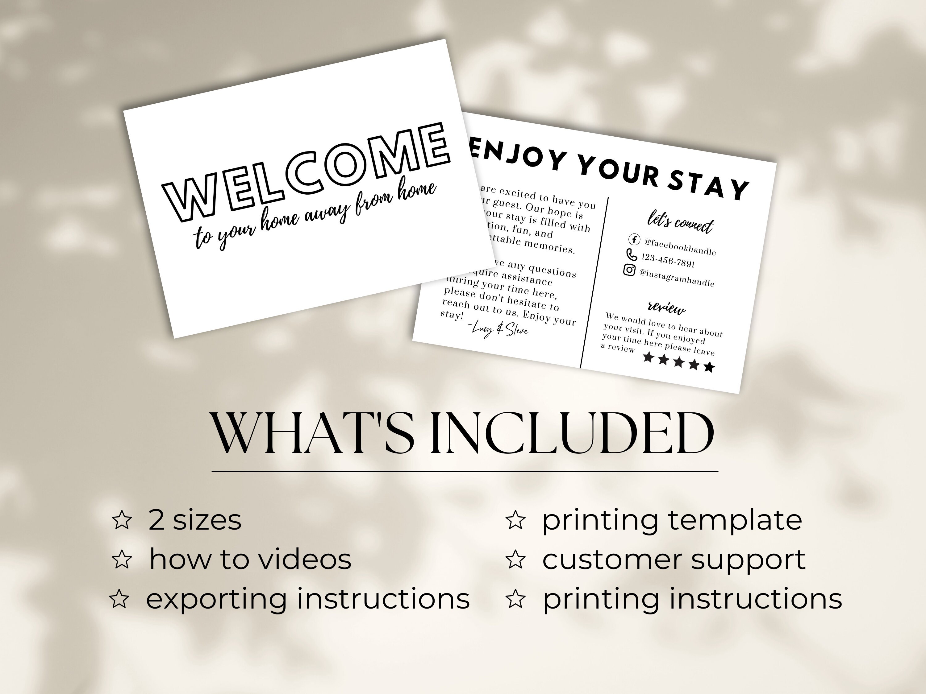 Airbnb Welcome Card, Welcome Sign, Printable Canva Template, Minimal ...