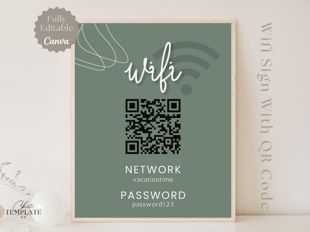 Airbnb Wifi QR Code | Wifi Sign | Wifi Password | Printable | Custom ...