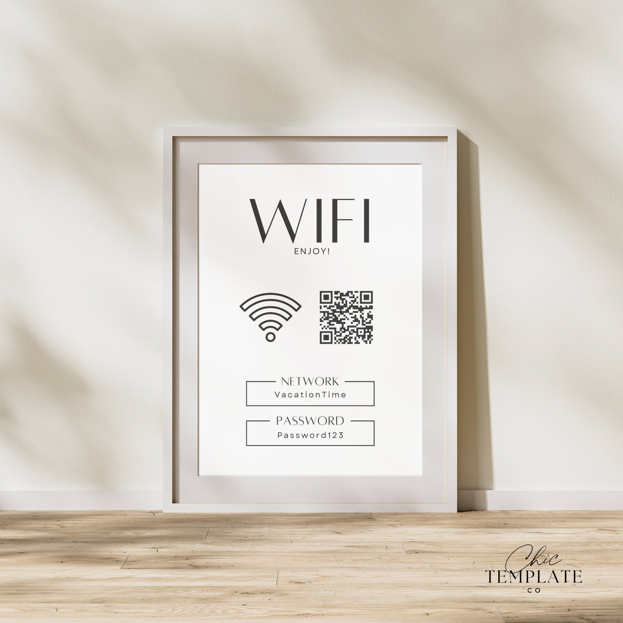 Airbnb Wifi QR Code Wifi Sign Wifi Password Printable Custom Wifi QR ...