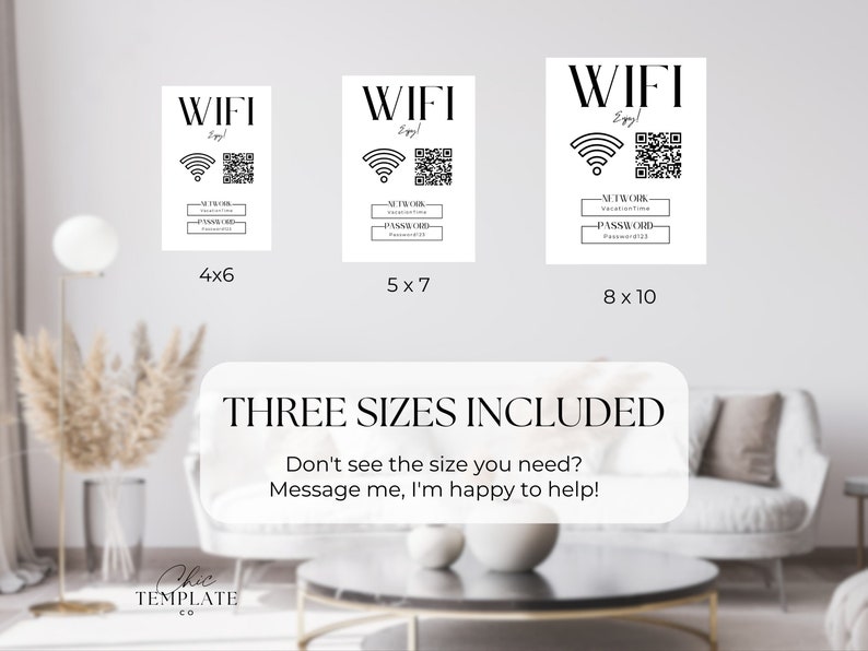 Wifi Password Sign Airbnb Template, Customizable QR Code, Printable ...