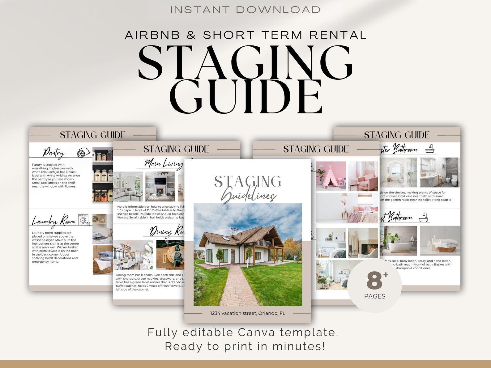 Airbnb Staging Guide, Editable Airbnb Canva Template, Staging Checklist ...