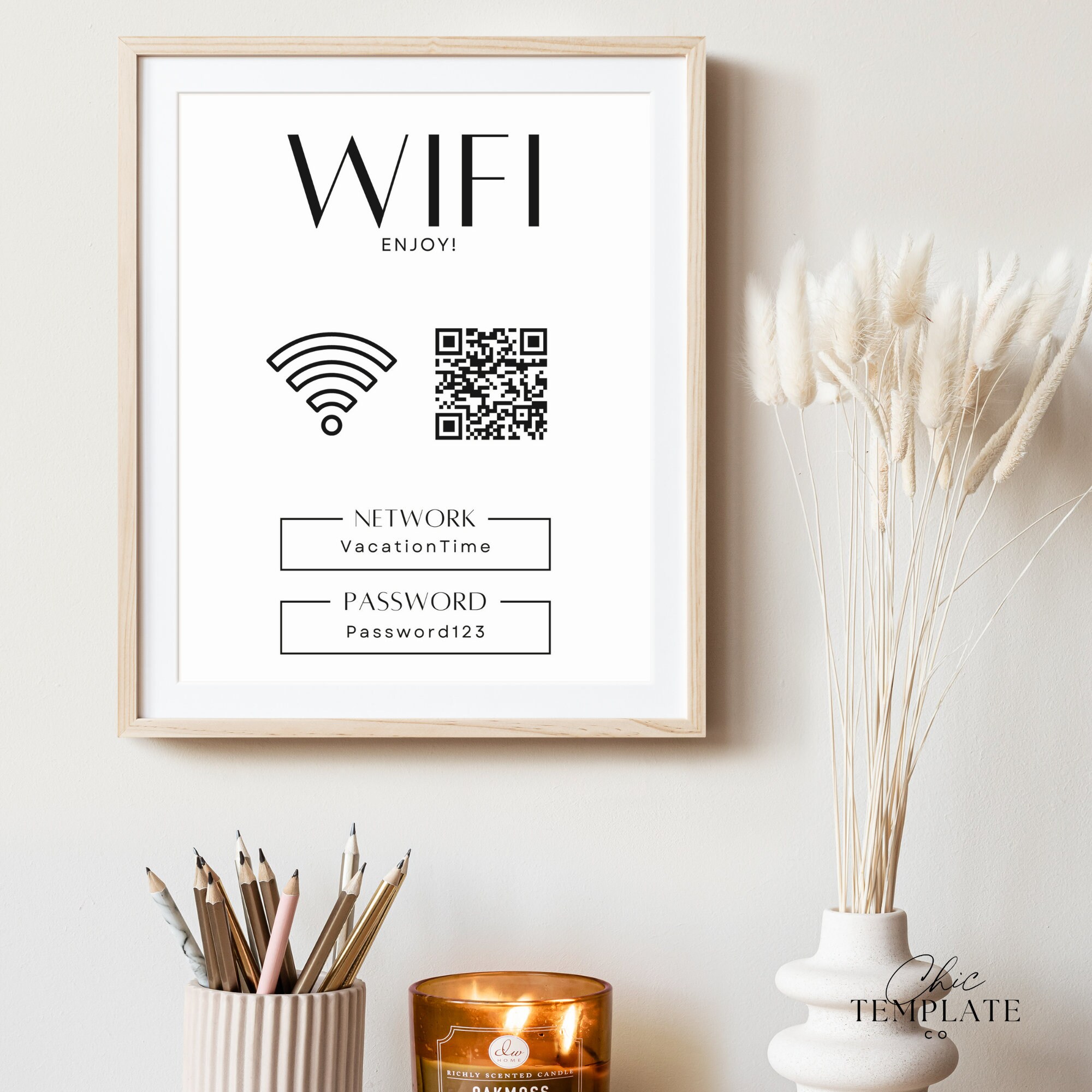Airbnb Wifi QR Code | Wifi Sign | Wifi Password | Printable | Custom ...