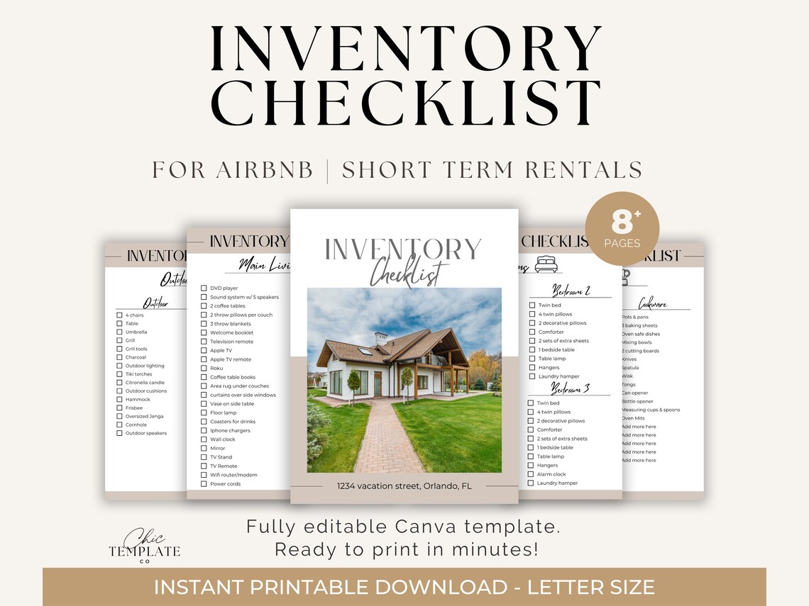 Airbnb Inventory Spreadsheet, Inventory Checklist, Editable Airbnb ...