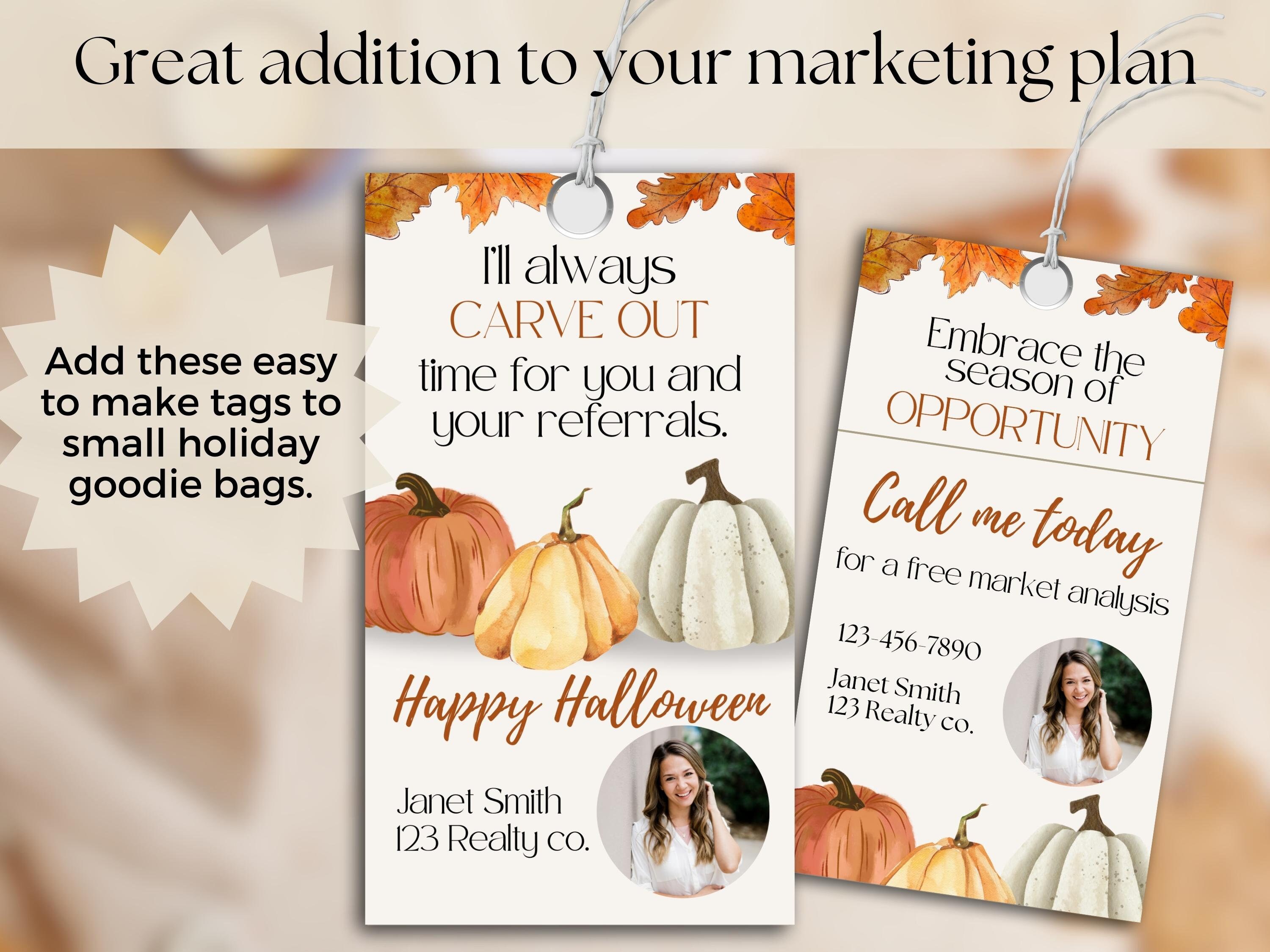 Real Estate Pumpkin Pop By, Halloween Realtor Tag, Fall Leaves ...