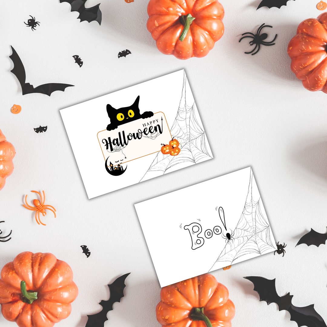 Boo-tiful Digital Printable Halloween Card Foldable Design for Spook ...