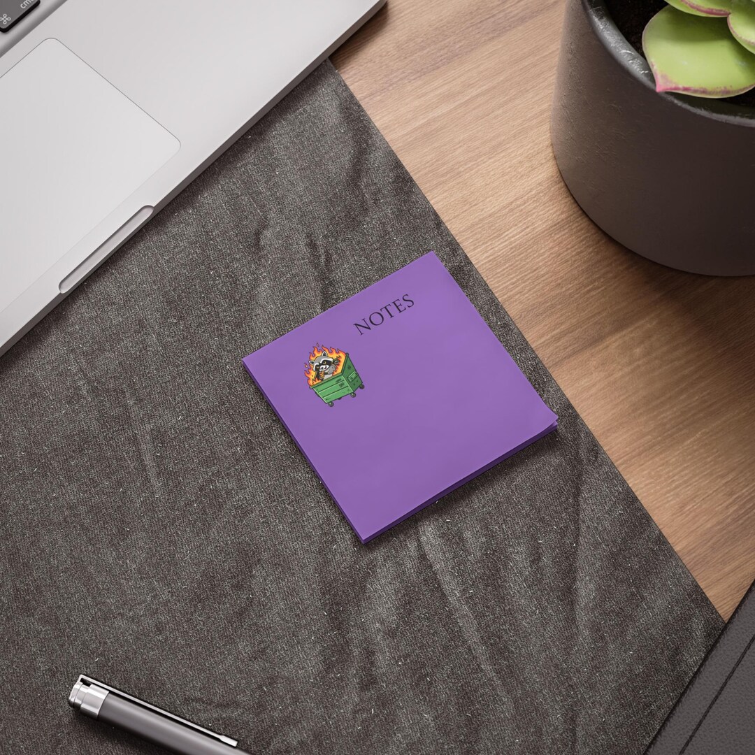Dumpster Fire Raccoon Notes Post-it® Note Pad | Funny Office Stationery ...