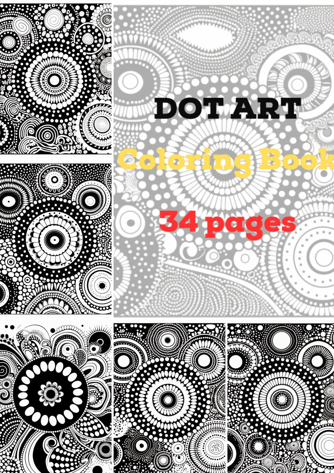 Australian Indigenous/aboriginal Dot Art Colouring Book,34 Pages ...