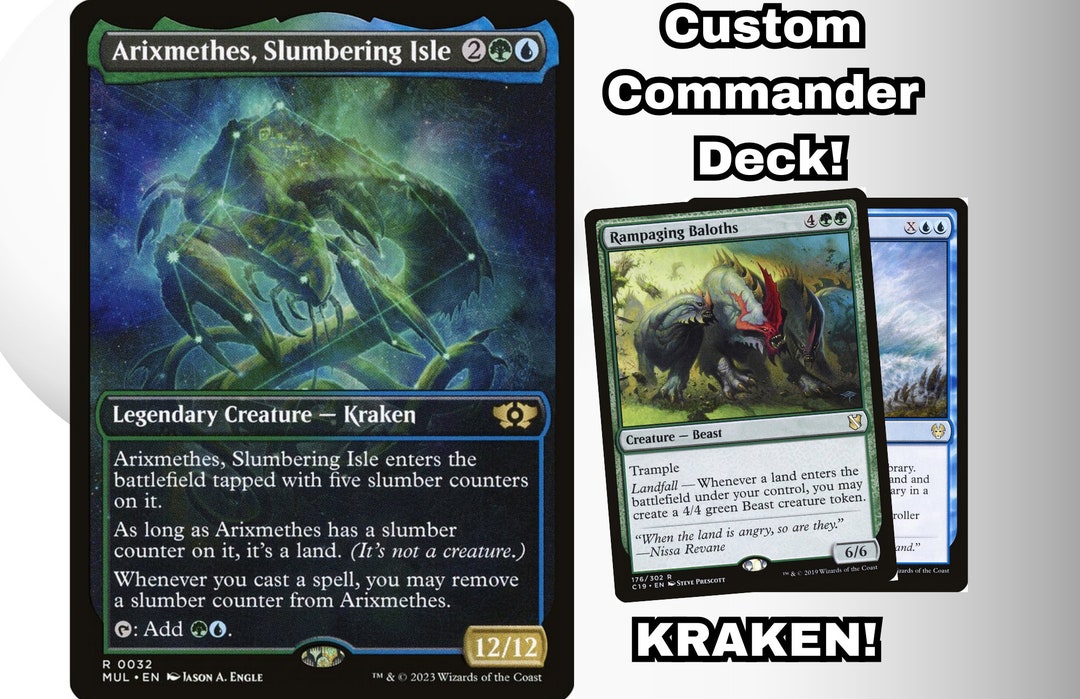MTG Commander Deck EDH Deck Arixmethes, Slumbering Isle 100 Magic Cards Custom Deck Simic ...