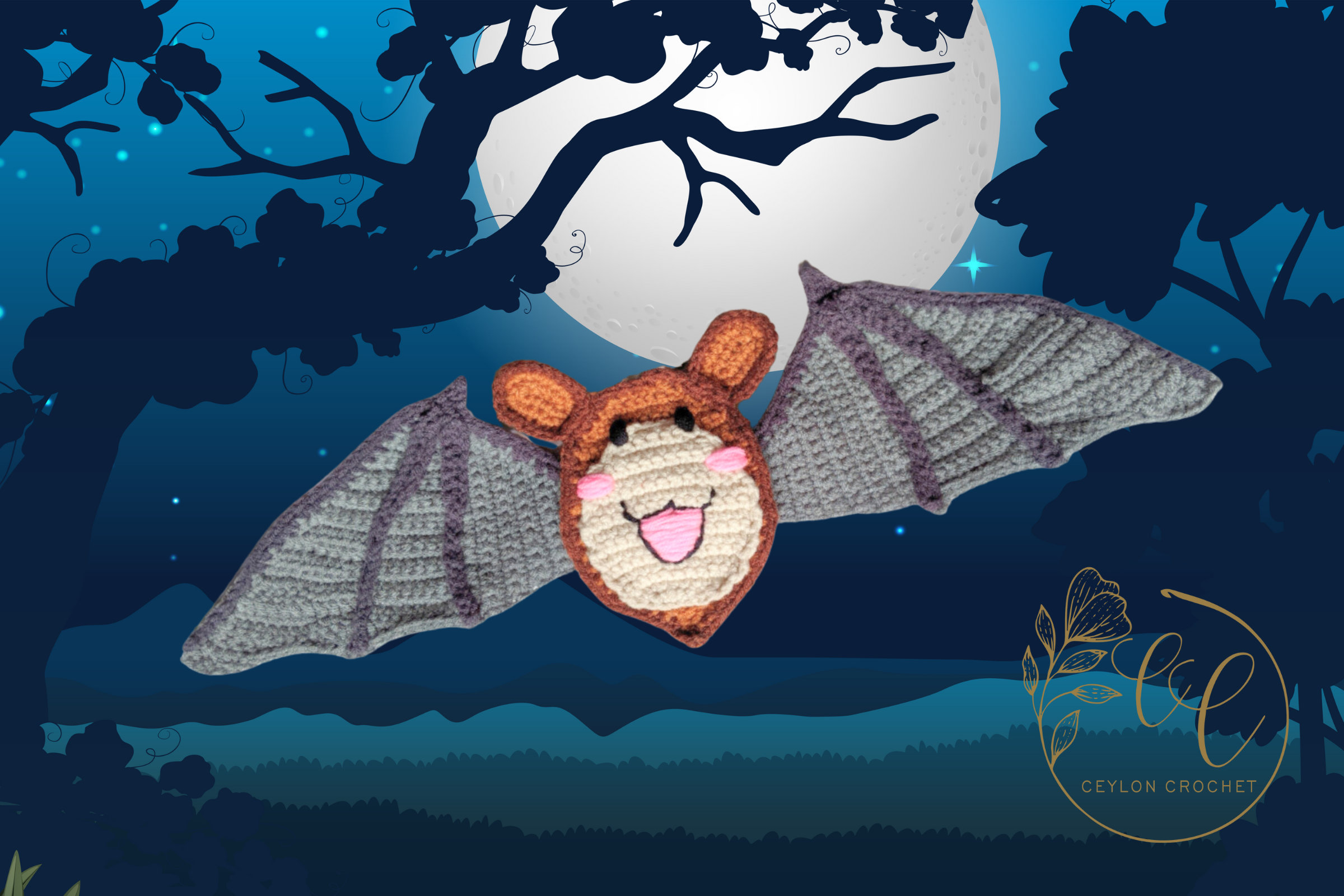 CROCHET Bat Applique 2D INSTANT DOWNLOAD , Applique Pattern, Halloween ...