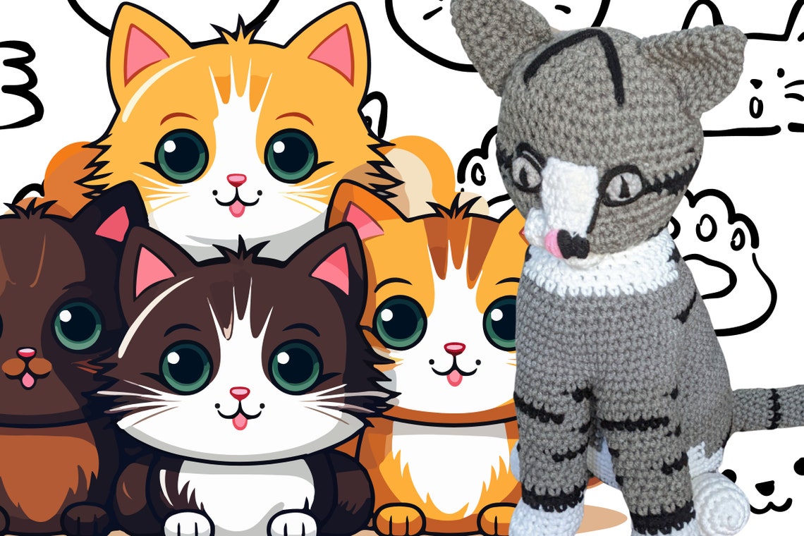 Amigurumi Cat Pattern INSTANT DOWNLOAD Realistic Crochet Cat Cute ...