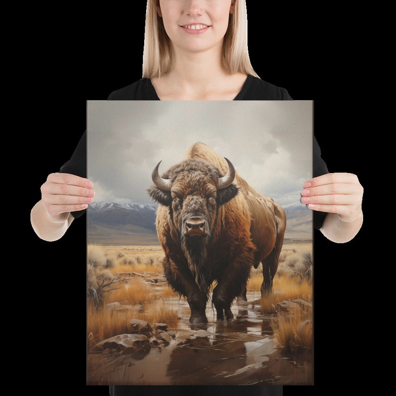 Western Bison Portrait Print - Rustic Wildlife Wall Decor in Various ...