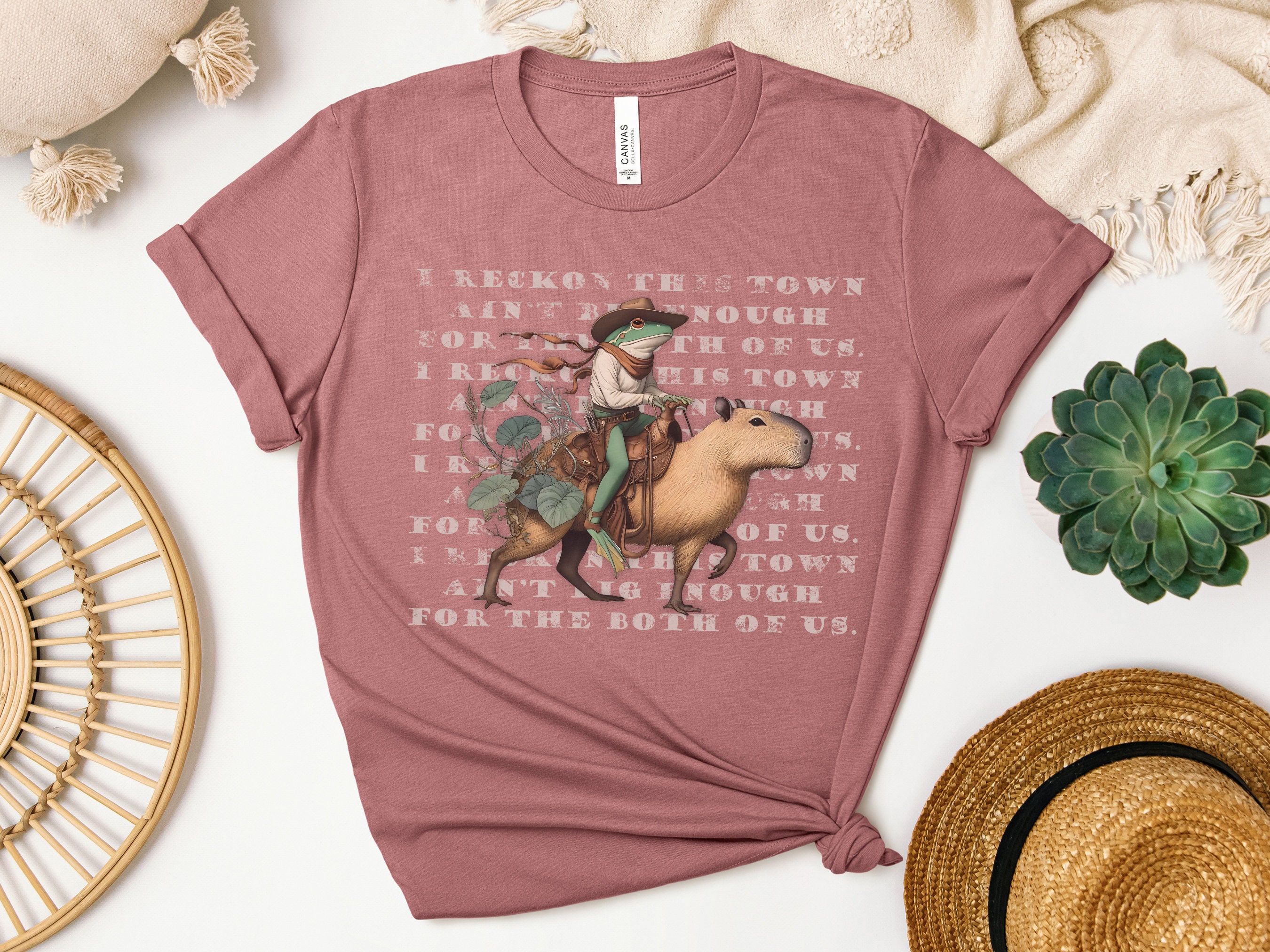 Vintage Cowboy Frog Riding A Capybara Shirt, Cute Western Theme Tshirt ...