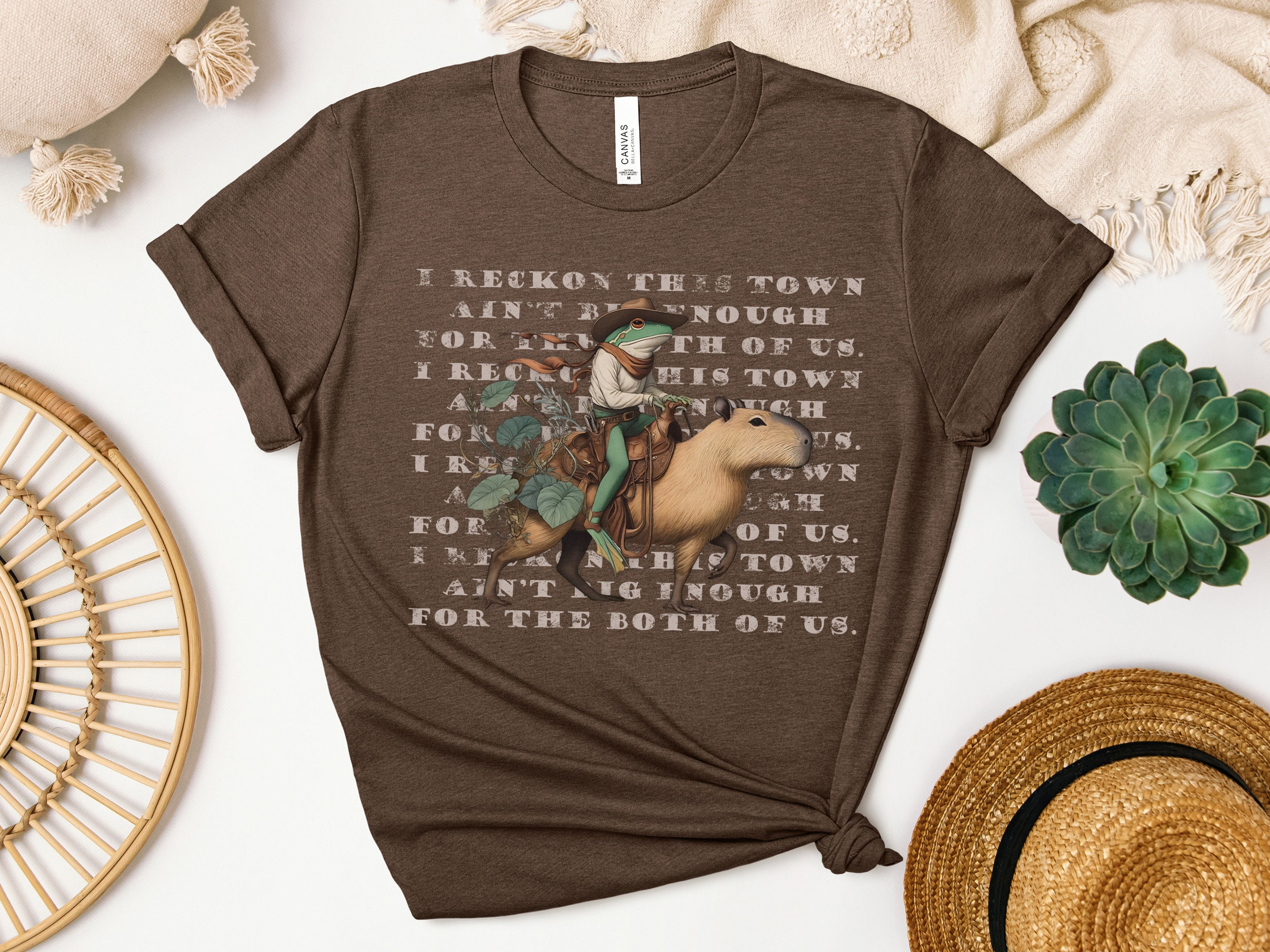 Vintage Cowboy Frog Riding A Capybara Shirt, Cute Western Theme Tshirt ...