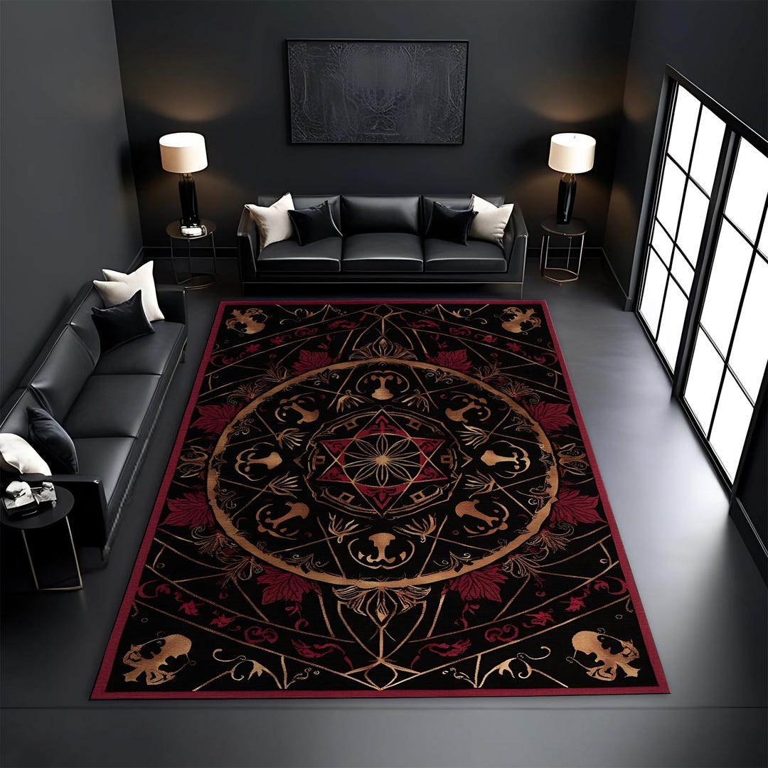 Dark Occult Rug: Gothic Medieval Black and Red Carpet - Etsy