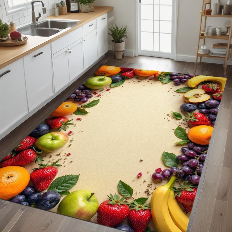 Fruit Kitchen Rug - Colorful Food Themed Carpet - Fresh Market Decor ...